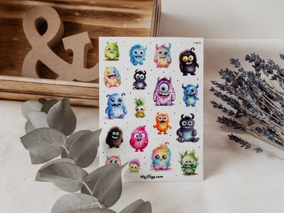 Monster Sticker Sheet 18 Individual Cute Monster Stickers Perfect for ...