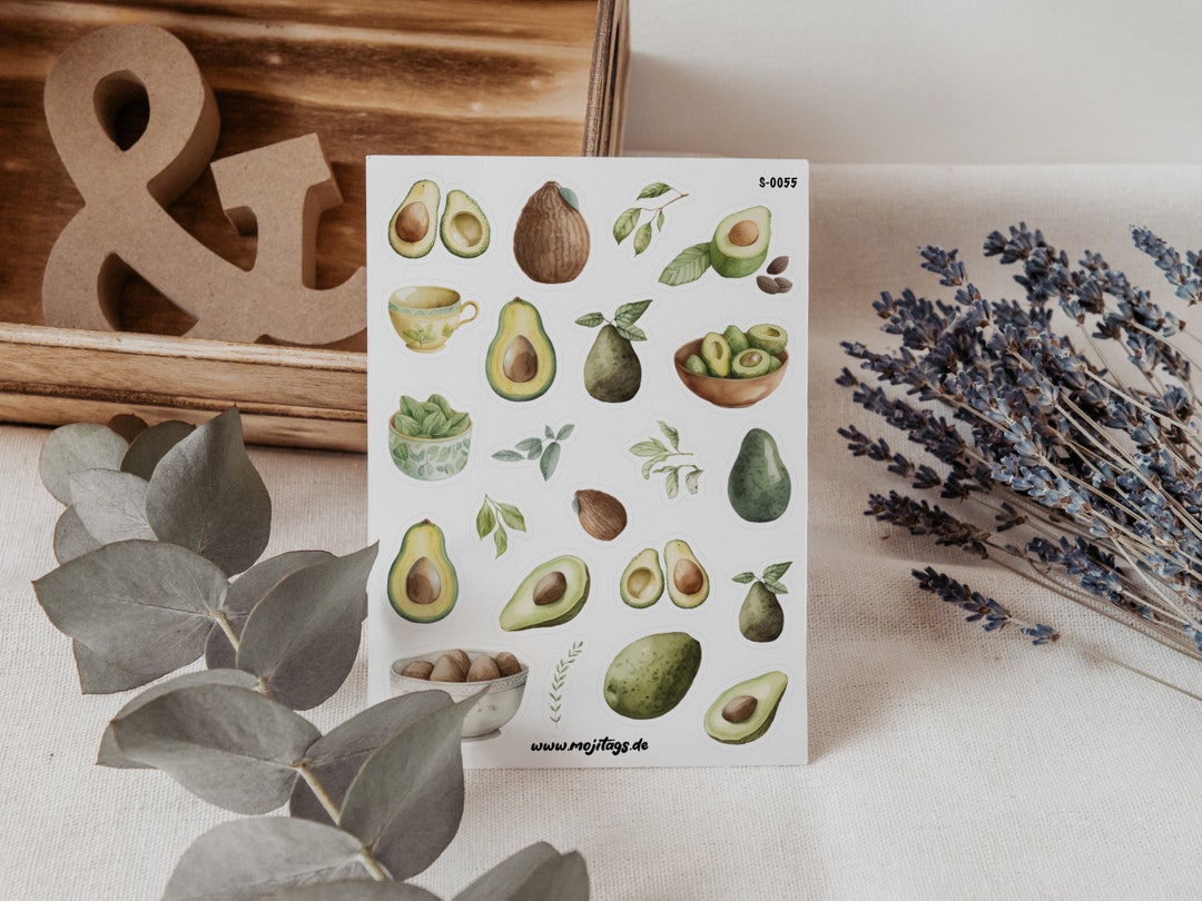 Avocado Sticker Sheet | Bullet Journal Stickers, Scrapbook Stickers ...