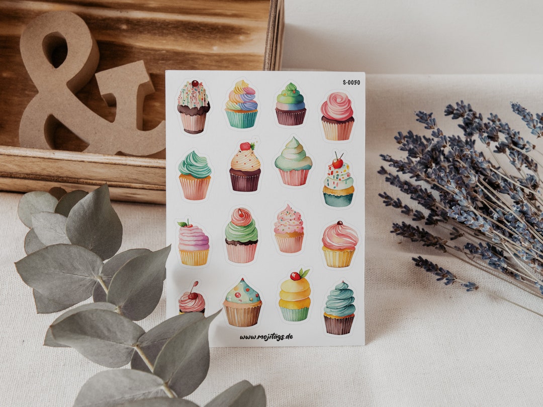 Cupcake Sticker Sheet Bullet Journal Stickers, Scrapbook Stickers ...