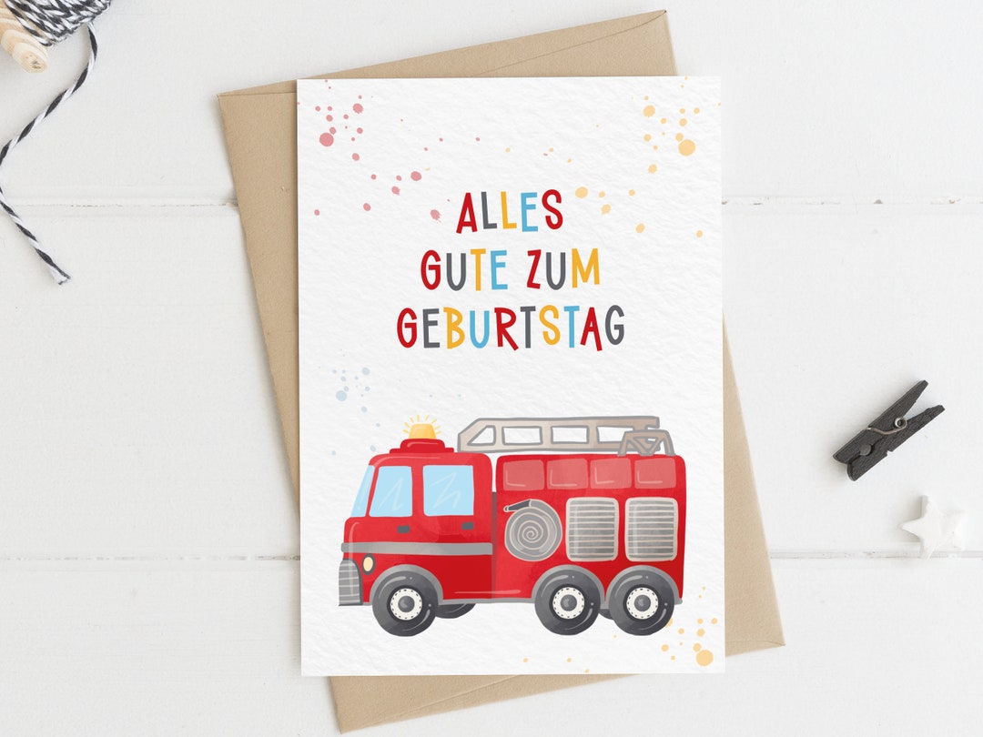 Fire Department Birthday Card - Happy Birthday - A6 Postcard - Card ...