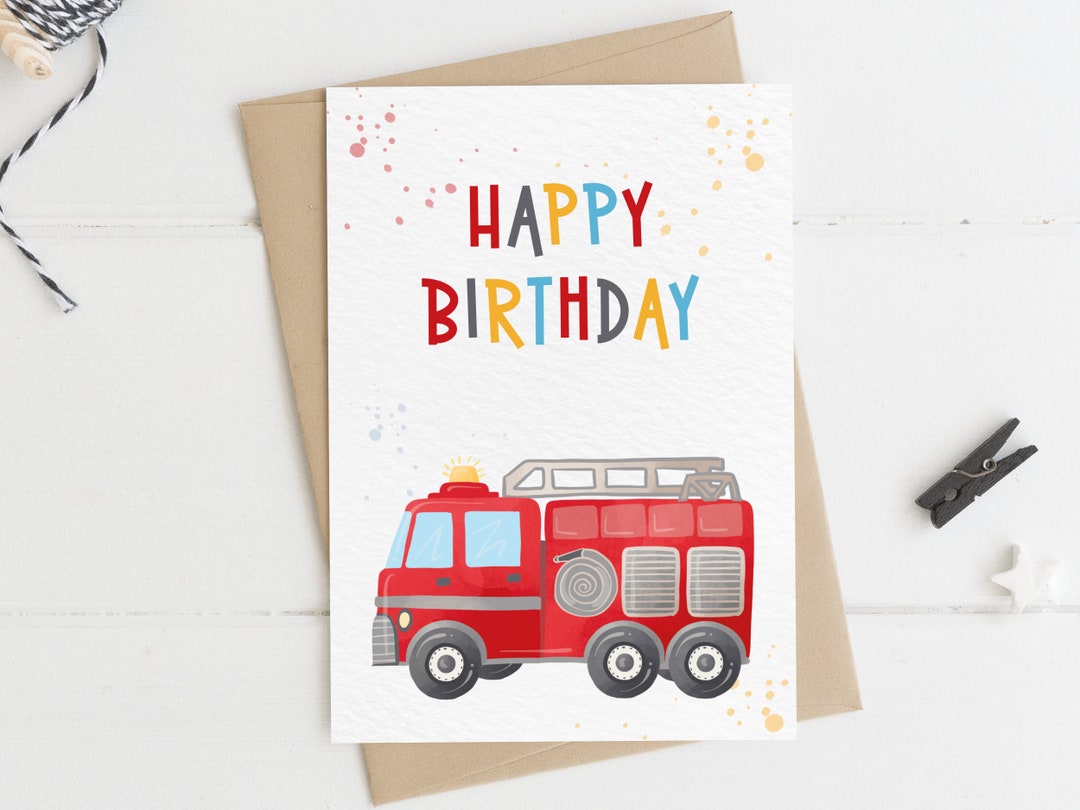 Firefighter Birthday Card - Happy Birthday - Etsy
