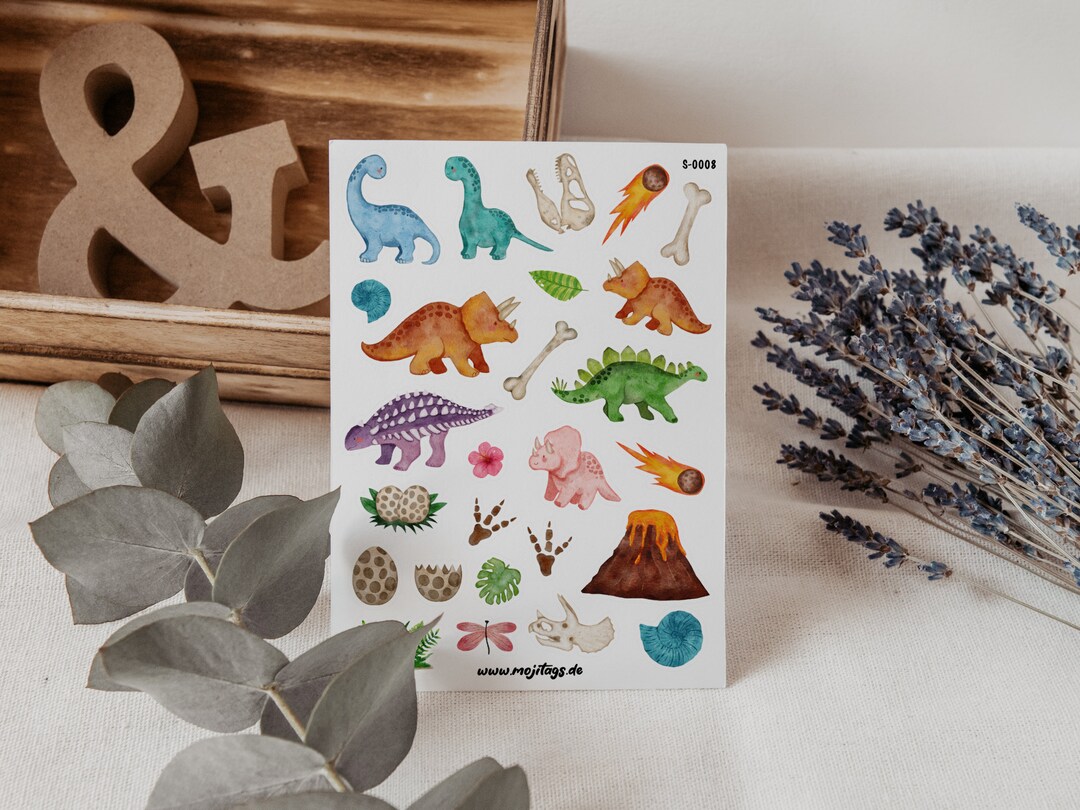 Dinosaur Sticker Sheet Bullet Journal Scrapbook Stickers, Planner ...