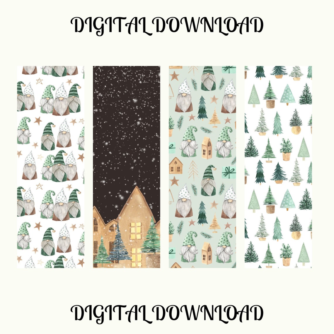 Christmas Gnome Printable Bookmarks (SET OF 8) - Christmas-themed ...