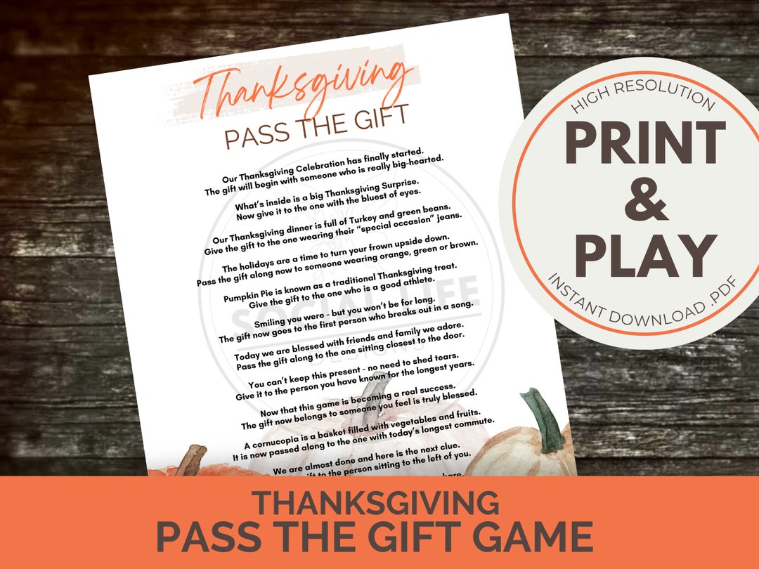 Pass the Gift Game, Thanksgiving Party Game, Game for Adults Kids, Fun ...