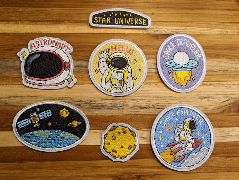Astronaut Pattern Fun and Colorful Iron-on Patches (pack of 7) - Etsy