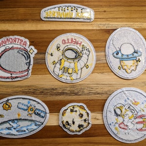 Astronaut Pattern Fun and Colorful Iron-on Patches (pack of 7) - Etsy