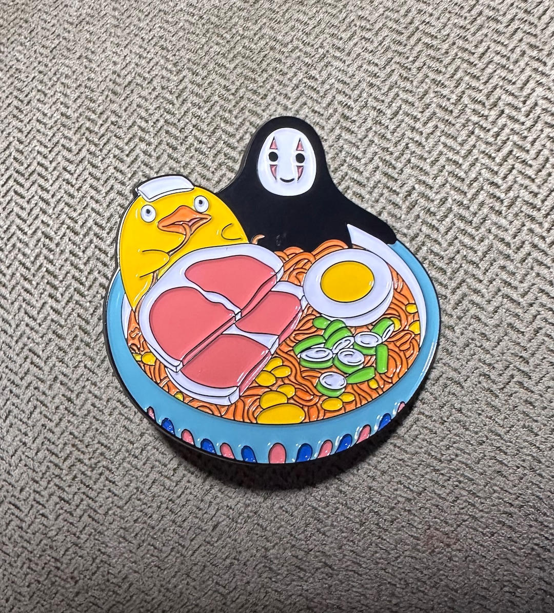 Anime Animation Cute Figure in Ramen Soup Bowl Fantasy Ghost Pin Kawaii ...