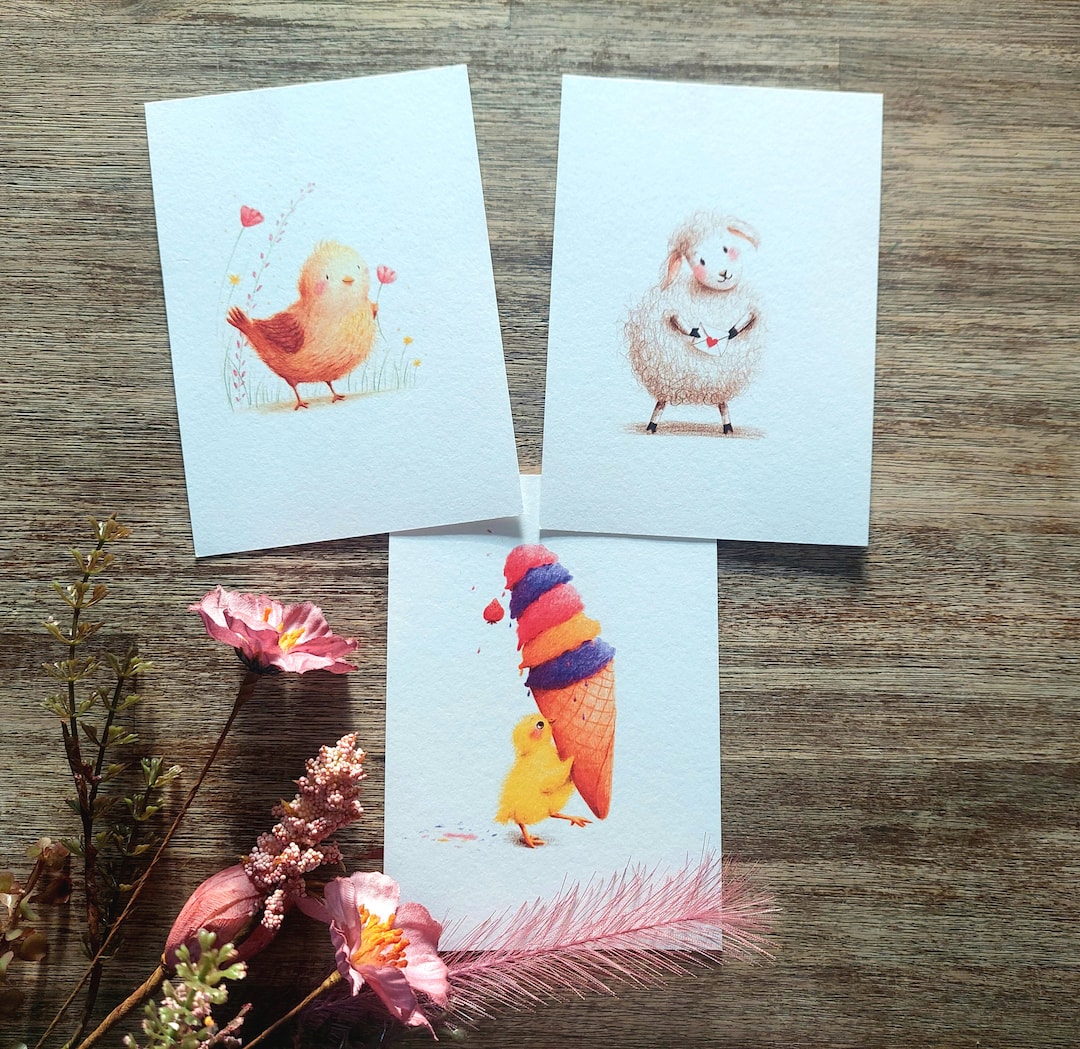 Set of Cute Postcards - Etsy