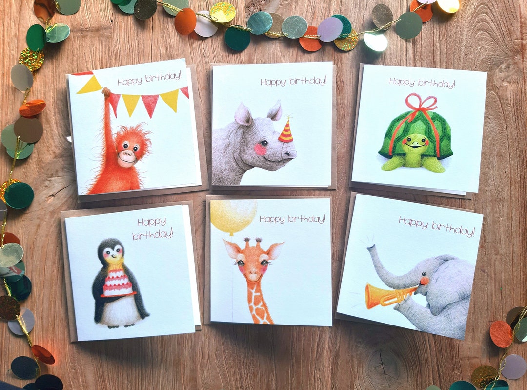 Birthday Cards Happy, Cute Animals - Etsy
