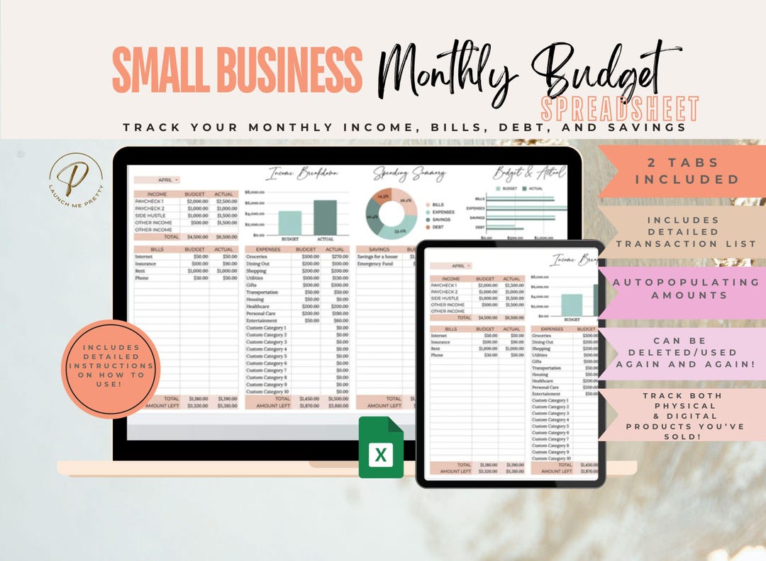 Business Monthly Budget Google Spreadsheet, Finance Google Sheet ...