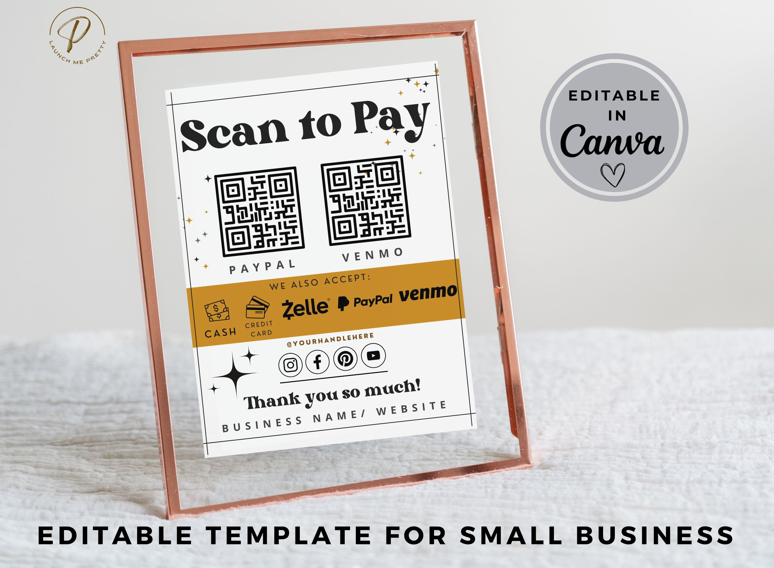 Fall Retro Scan to Pay Editable Template Canva, Scan to Pay QR Tip Sign ...