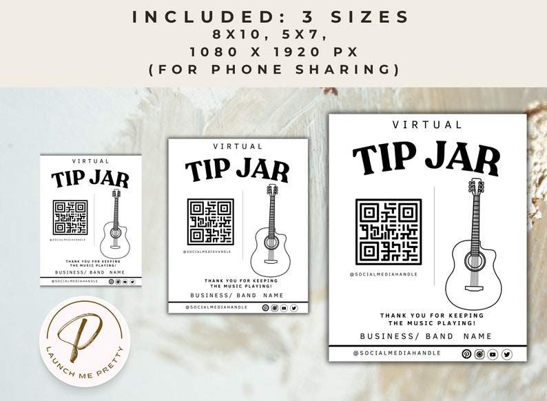 Musician Tip Jar Editable Template Sign, Editable Tip Jar Sign ...
