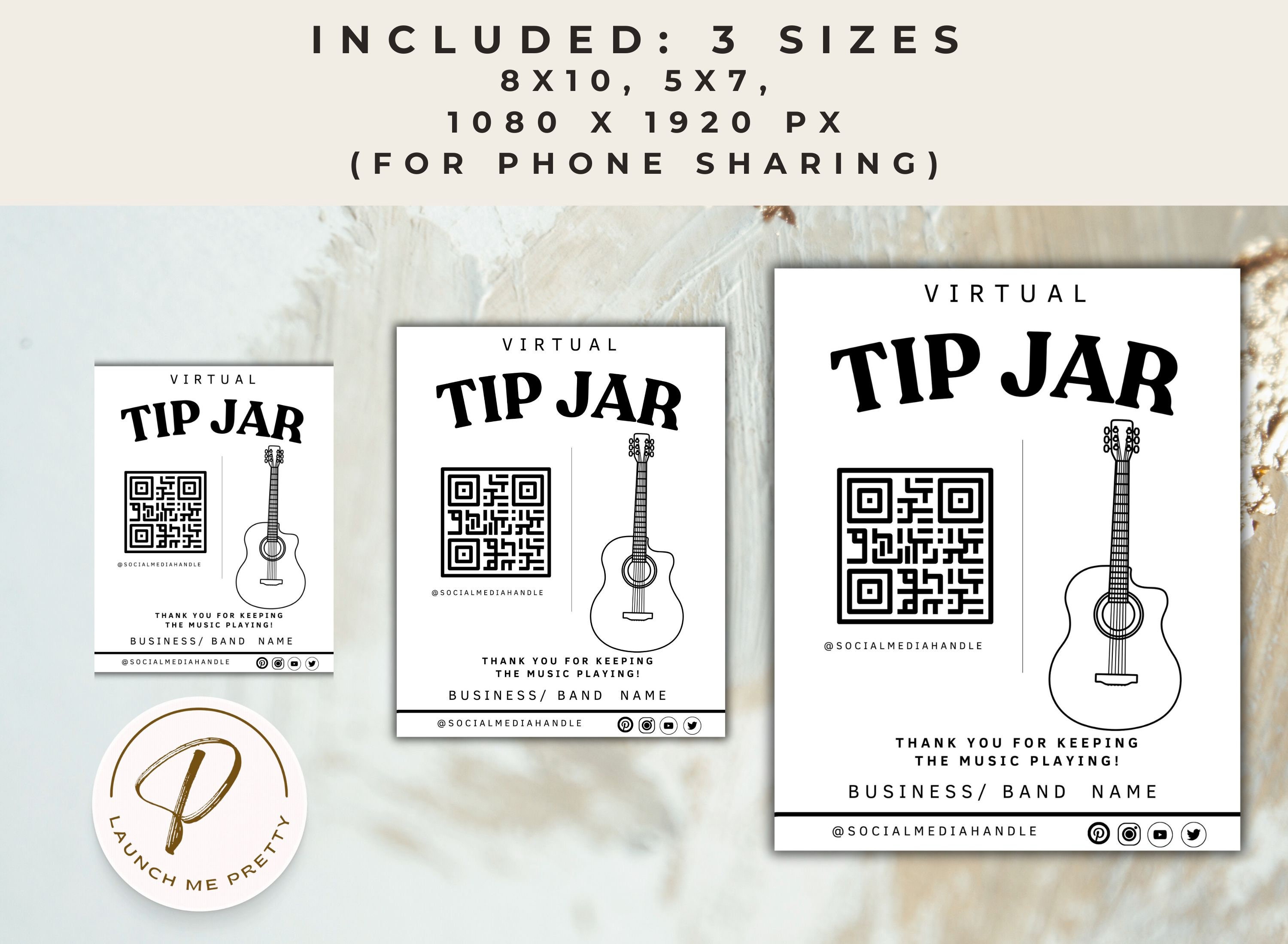 Musician Tip Jar Editable Template Sign, Editable Tip Jar Sign ...