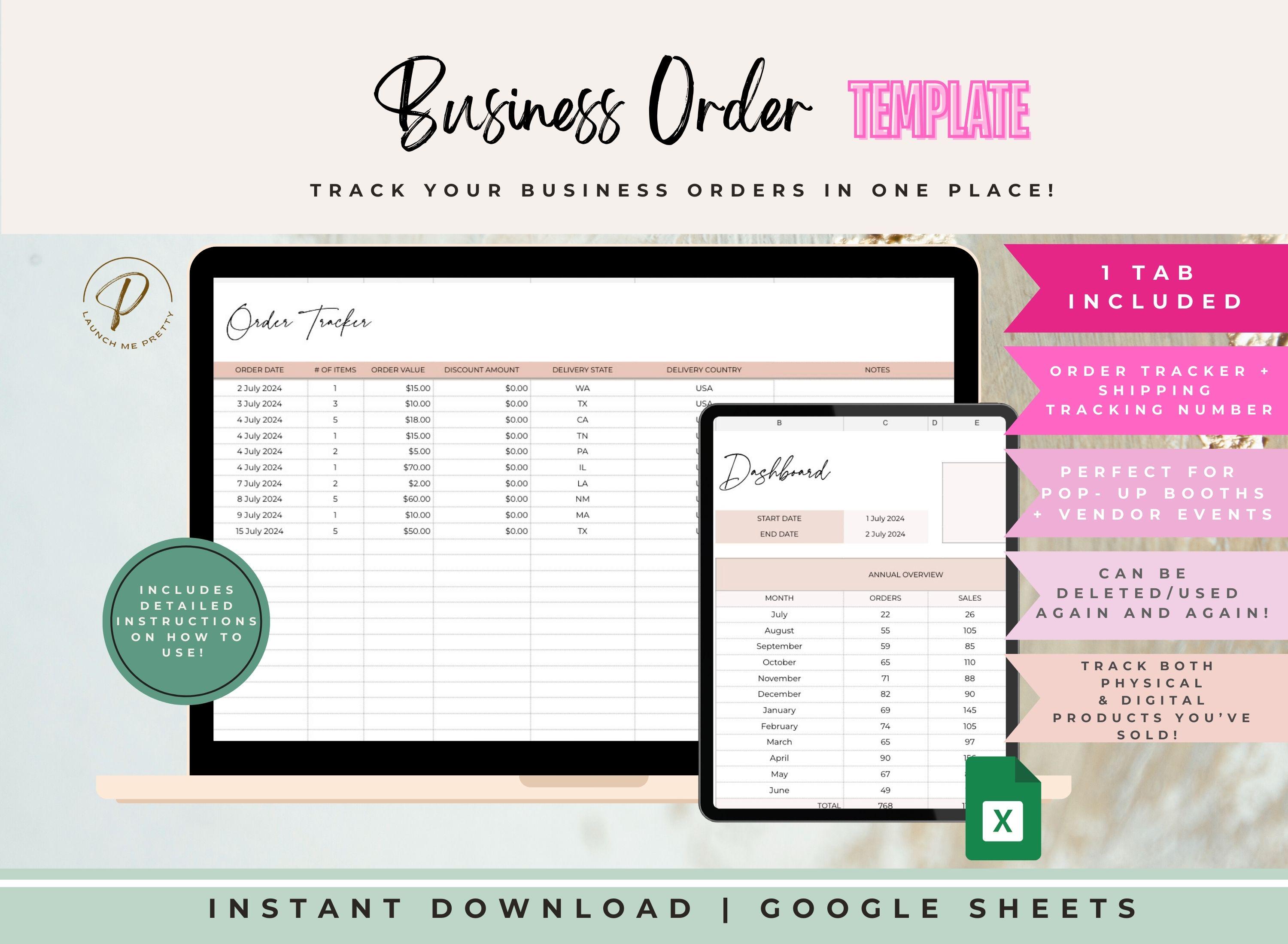 Business Order Tracker, Small Business Finance, EDITABLE Google Sheets ...