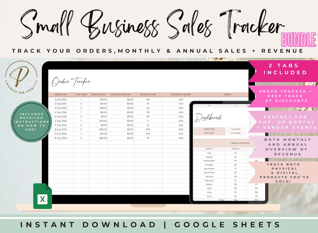 Small Business Sales Tracker, Vendor Order Sheet, EDITABLE Etsy Seller ...