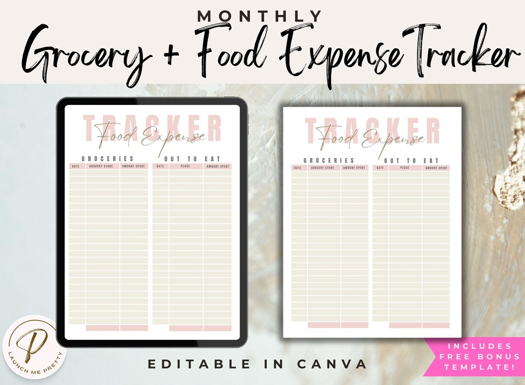 Monthly Grocery Food Budget Tracker Printable, Paycheck Budget Tracker ...