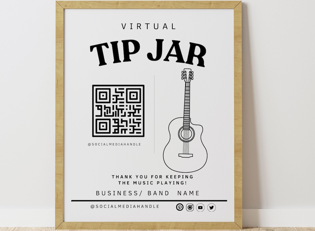 Musician Tip Jar Editable Template Sign, Editable Tip Jar Sign ...