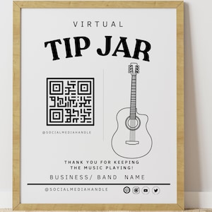 Musician Tip Jar Editable Template Sign, Editable Tip Jar Sign ...