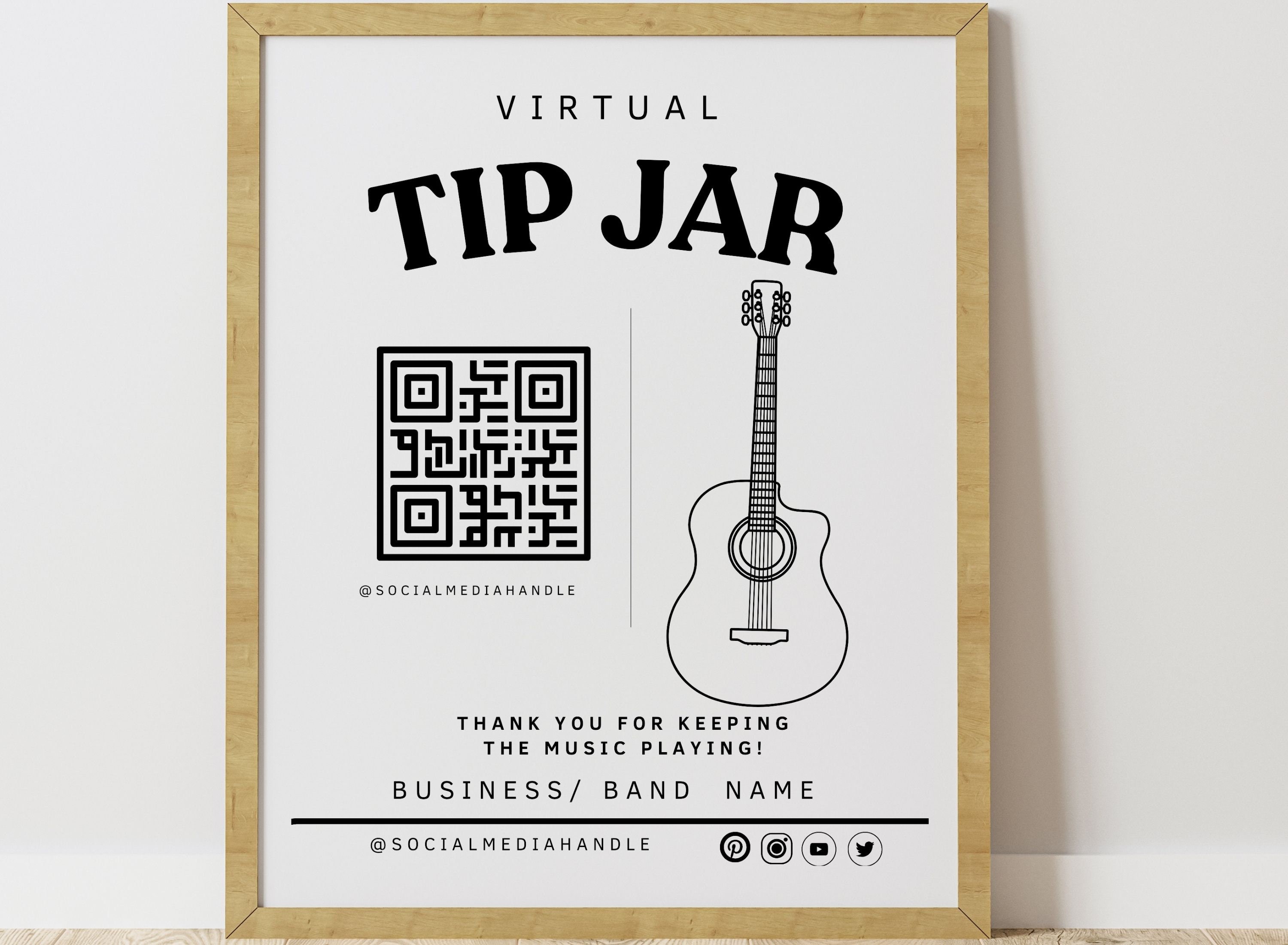 Musician Tip Jar Editable Template Sign, Editable Tip Jar Sign ...