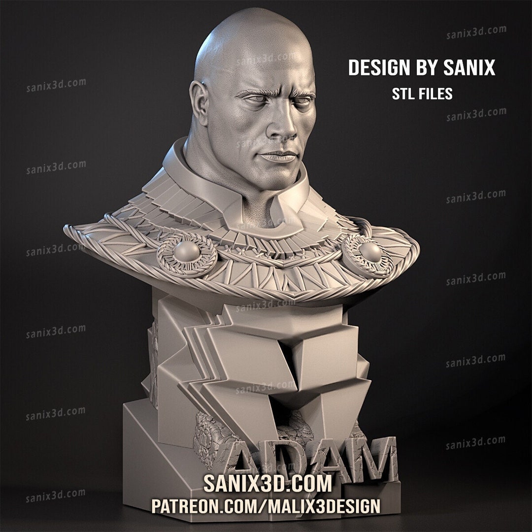 Black Adam 3D Printed Resin Fan Art Bust Unpainted Model Kit Three ...