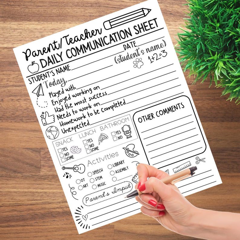 Autism Parent Teacher Communication Sheet Special Education | Instant ...