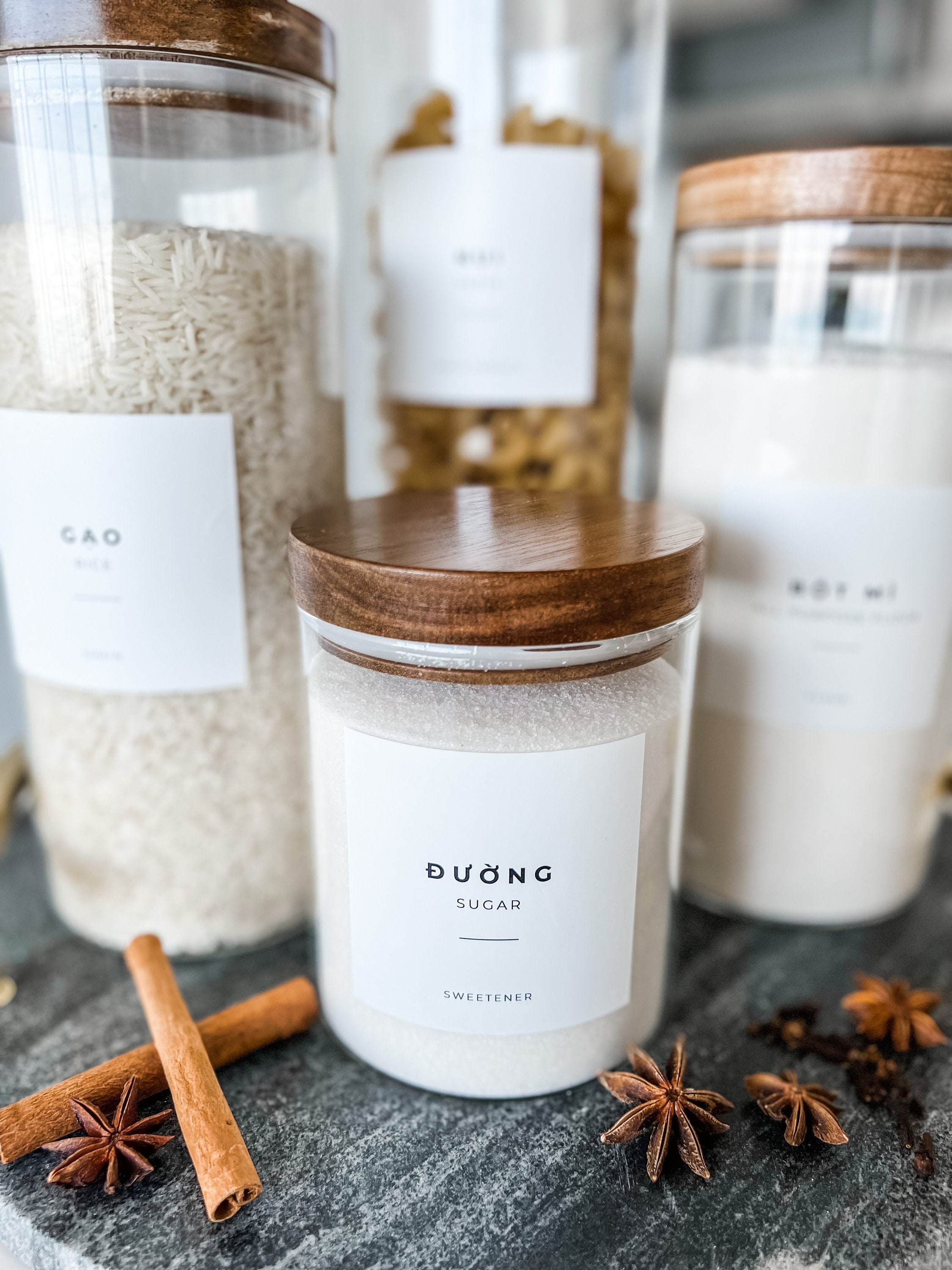 MODERN Font Pantry Labels Bilingual Vietnamese Water and Oil Resistant ...