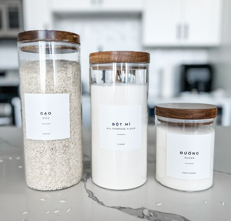 MODERN Font | Pantry Labels | Bilingual Vietnamese | Water and Oil ...