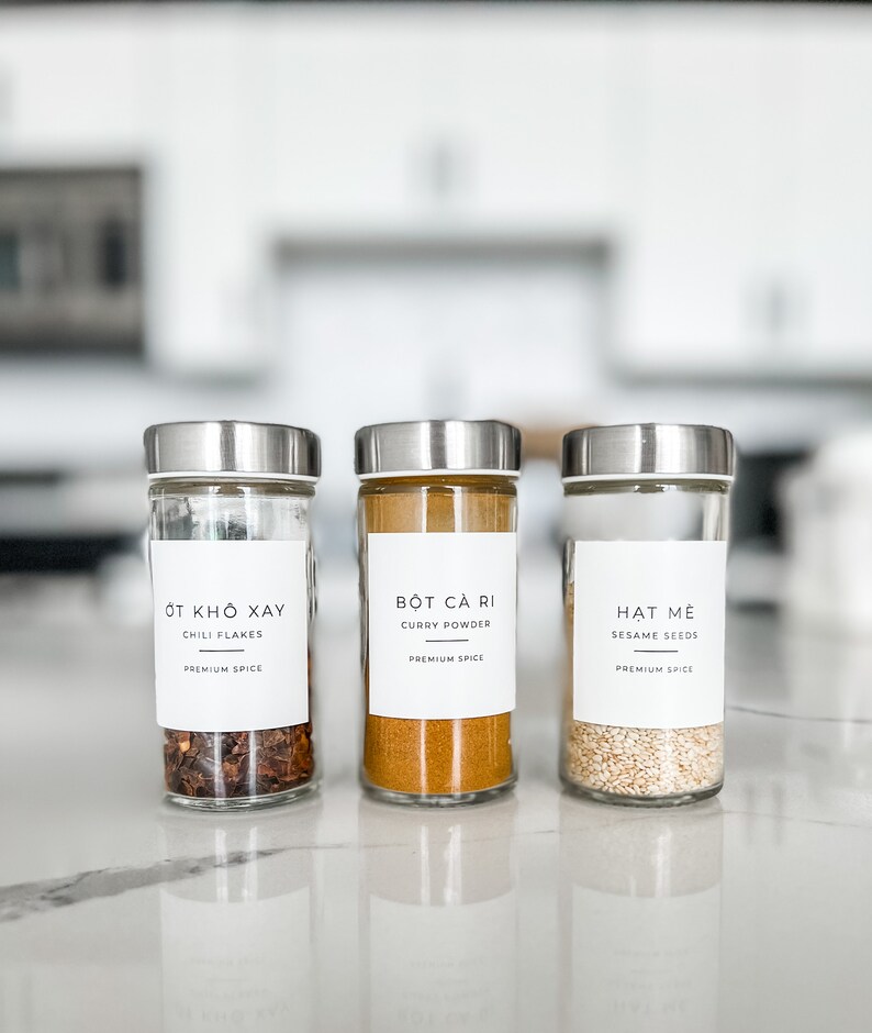 MINIMALIST Font Spice and Seasoning Labels Bilingual - Etsy