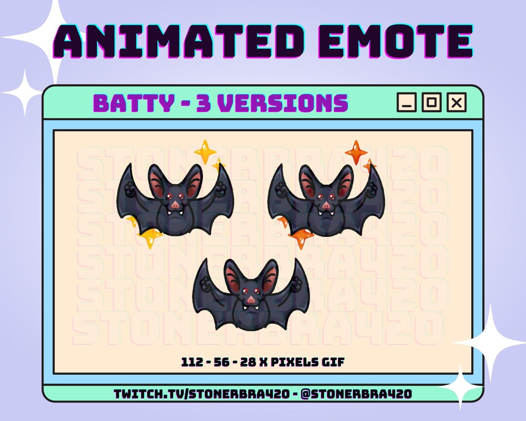 Animated Kawaii Flying Bat W/ Sparkles Halloween Spooky Emote for ...