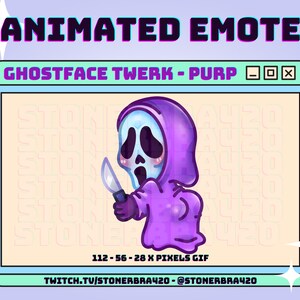 Kawaii animado Twerking Purple Ghostface Scream Halloween Emote para Twitch Discord Stream ...