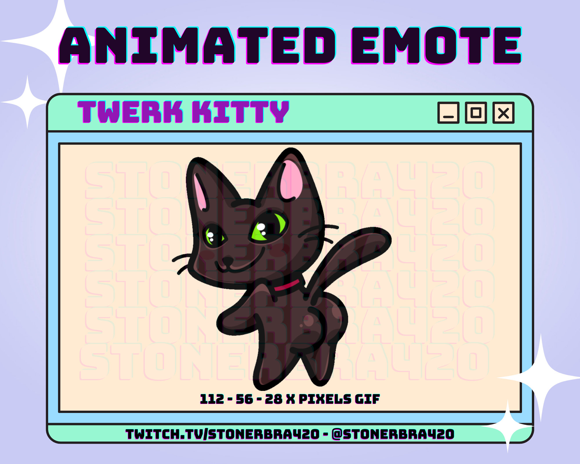 Animated Kawaii Twerking Black Cat Kitty Emote for Twitch Discord ...