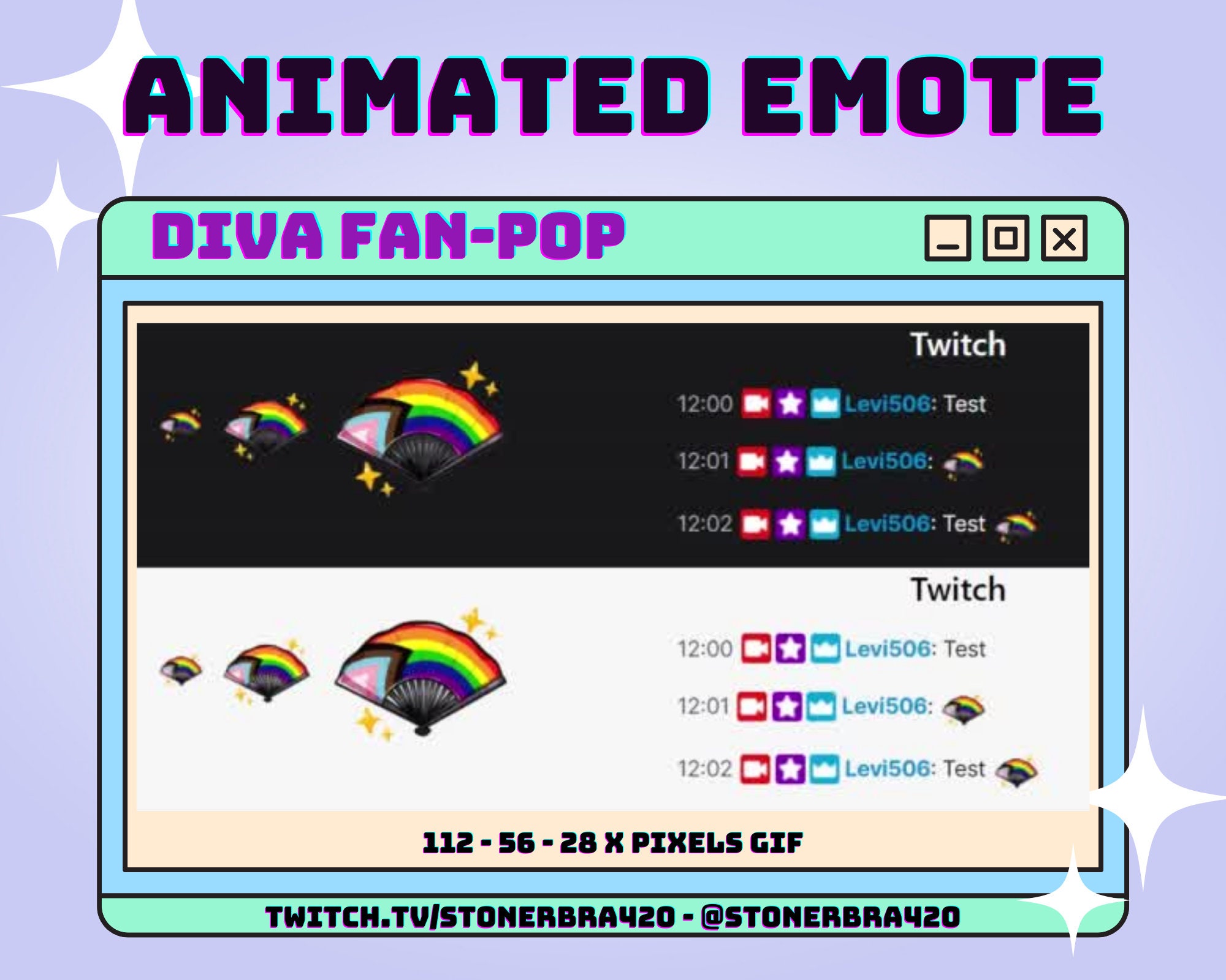 Animated Kawaii PRIDE Clack Fan / Fan Pop / Drag Hand Fan W/ Glitter ...