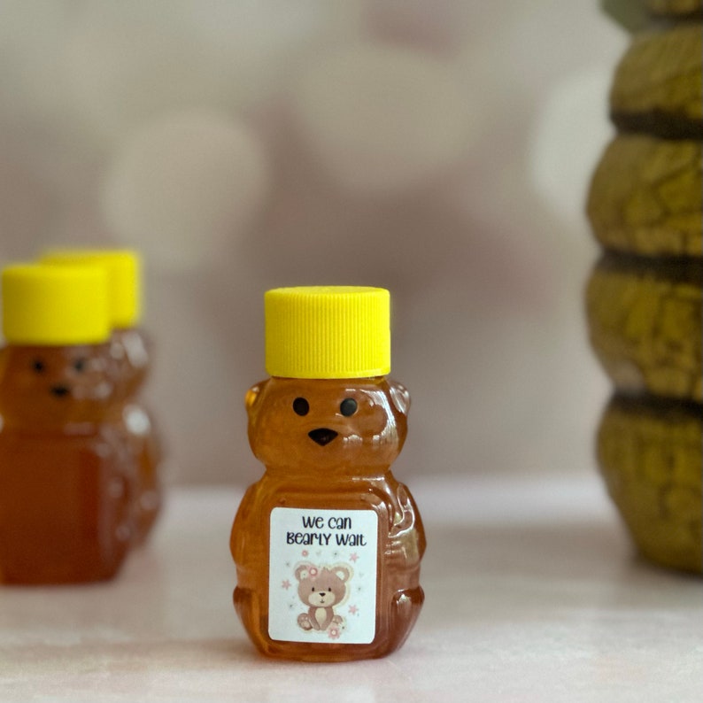 We Can Bearly Wait 2oz Honey Bear, Baby Girl, Baby Boy, Baby Shower ...