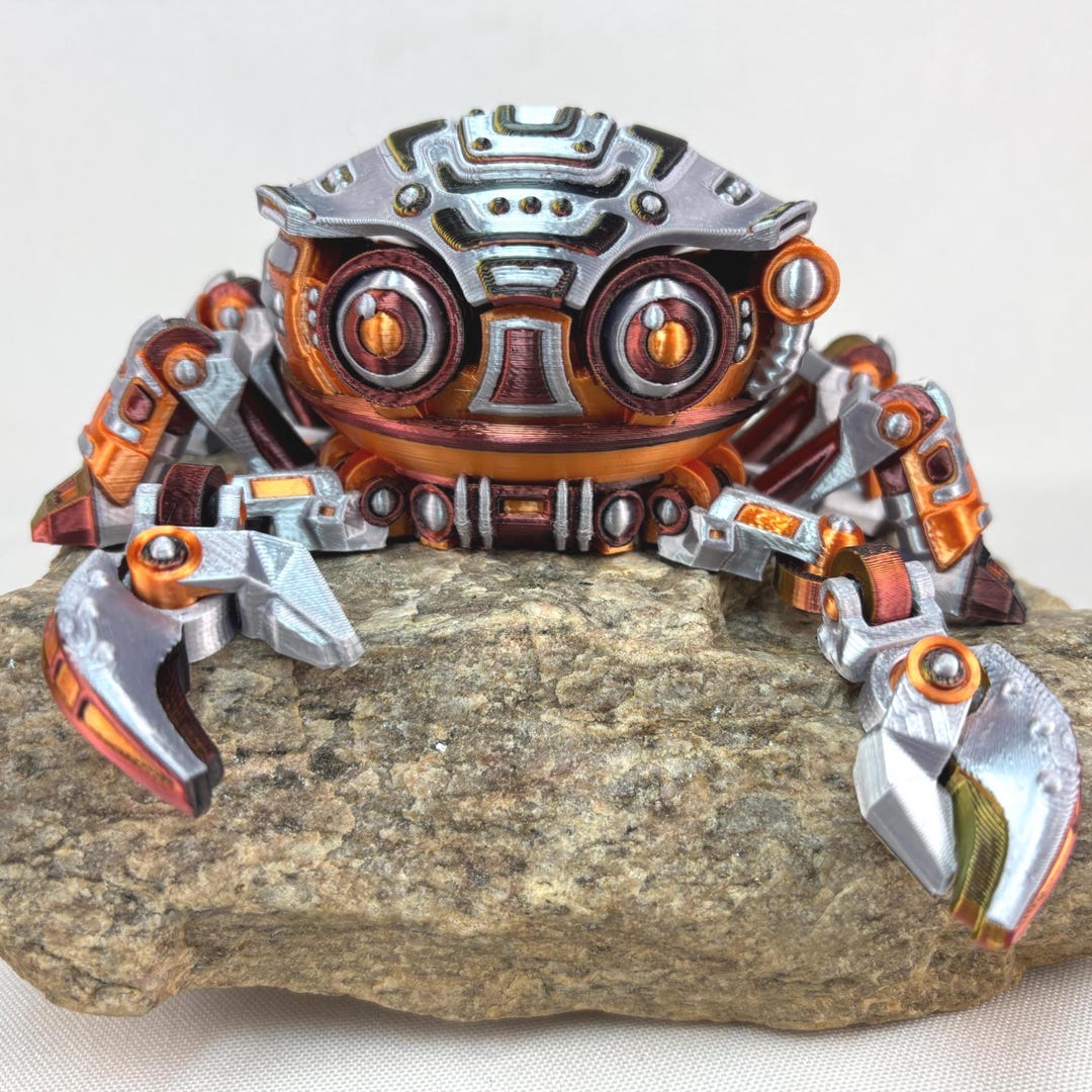 3D Printed Articulated Cyber Crab: Fidget Desk Figure & Container - Etsy