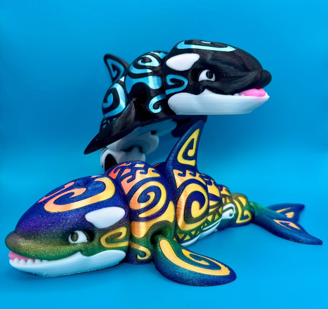 3D Articulated Tattooed Orca Whale | Desk & Fidget Toys - Etsy