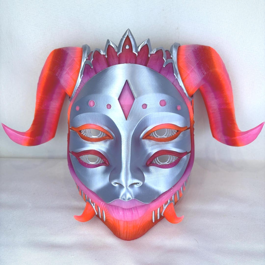 Slightly Flawed Discounted 3d-printed Horned Hellequin Mask | Oni Mask ...