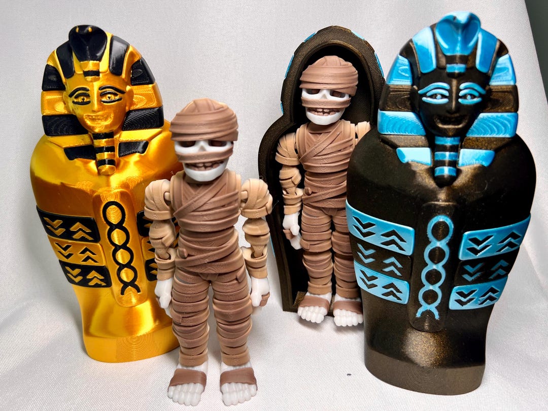 3D Mummy and Sarcophagus Articulated Figure | Desk & Fidget Figures ...