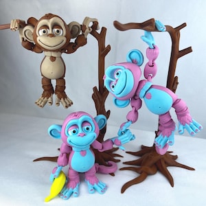 3D Articulated Monkey and Tree | Desk & Fidget Figures - Etsy