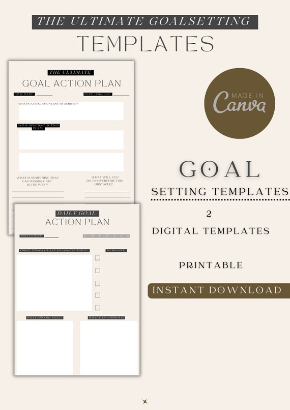 Printable Goal Setting Digital Templates / Set and Achieve - Etsy