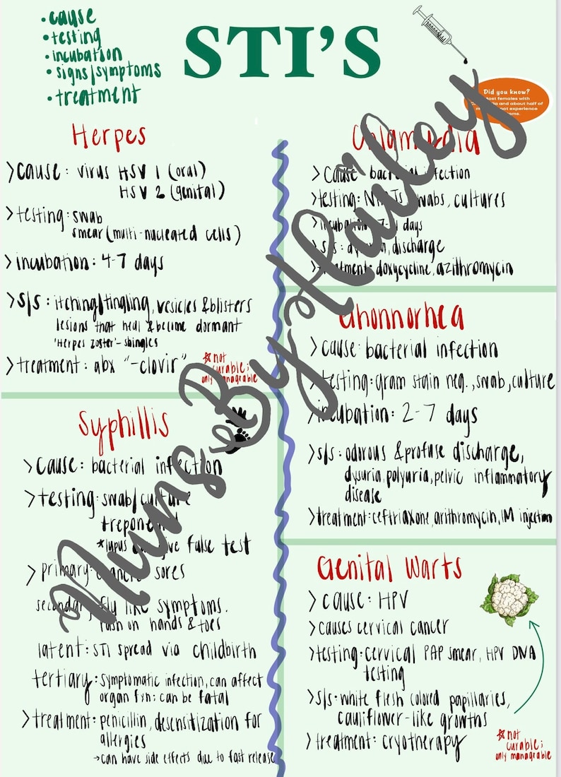 STI Nursing Cheat Sheet - Etsy