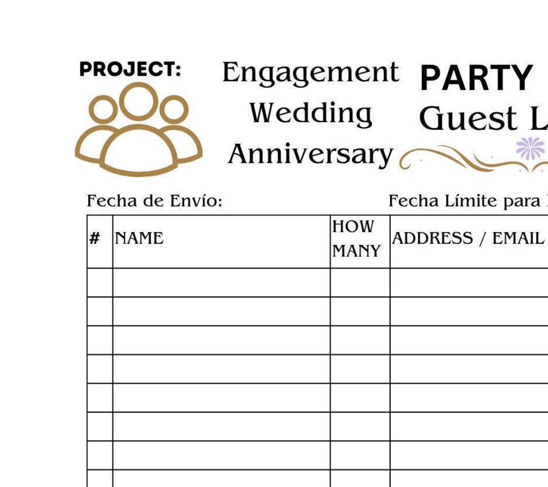 Guest List, Printable Invitee Checklist, Party Event Attendee List ...