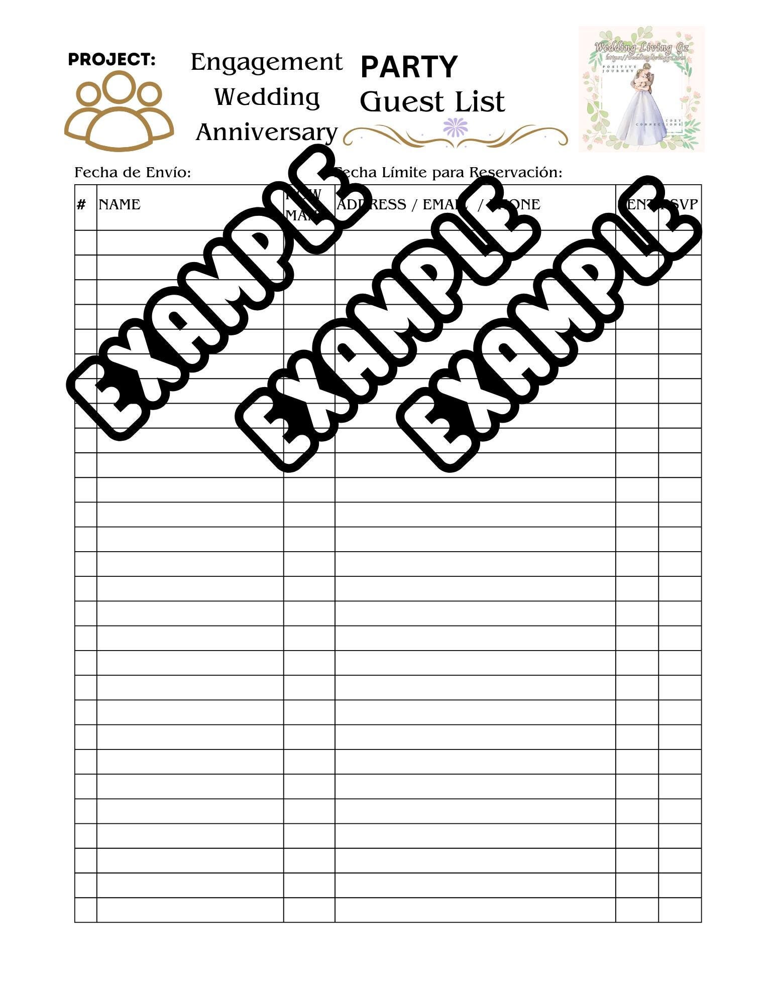 Guest List, Printable Invitee Checklist, Party Event Attendee List ...
