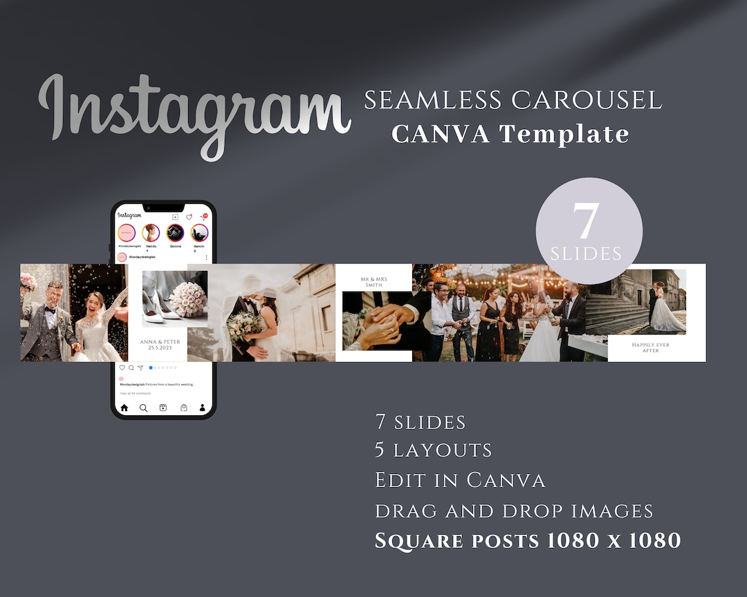 Instagram Seamless Carousel, Design Canva Carousel Post, Carousel Posts, Canva Template ...
