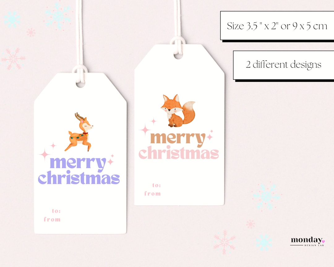 Cute Christmas Gift Tag, Reindeer Gift Tag, Fox Gift Tag, Instant ...