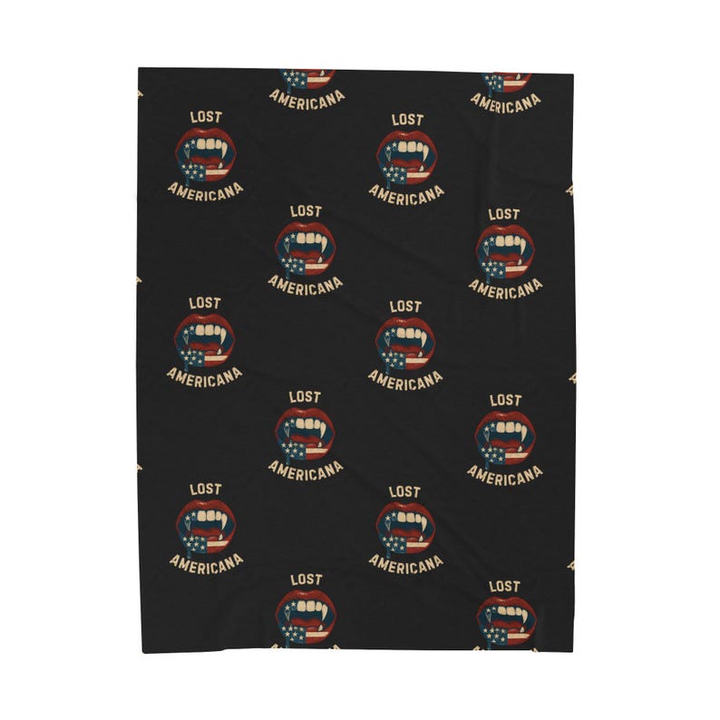 Lost Americana Vampire Fangs Plush Blanket, MGK Graphic Blanket ...