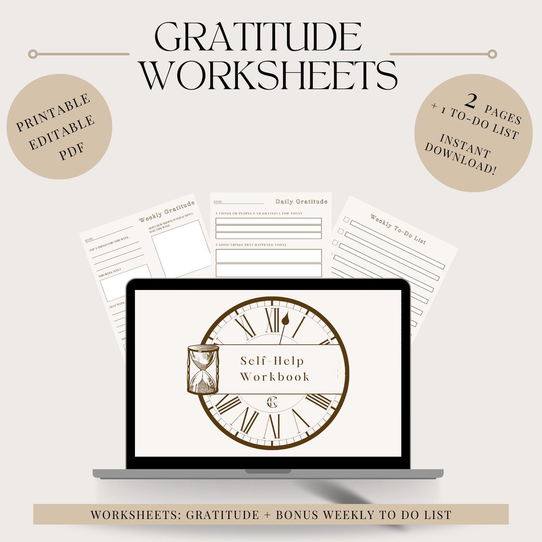Gratitude Worksheets | Self-help Workbook | Mental Health Journal ...