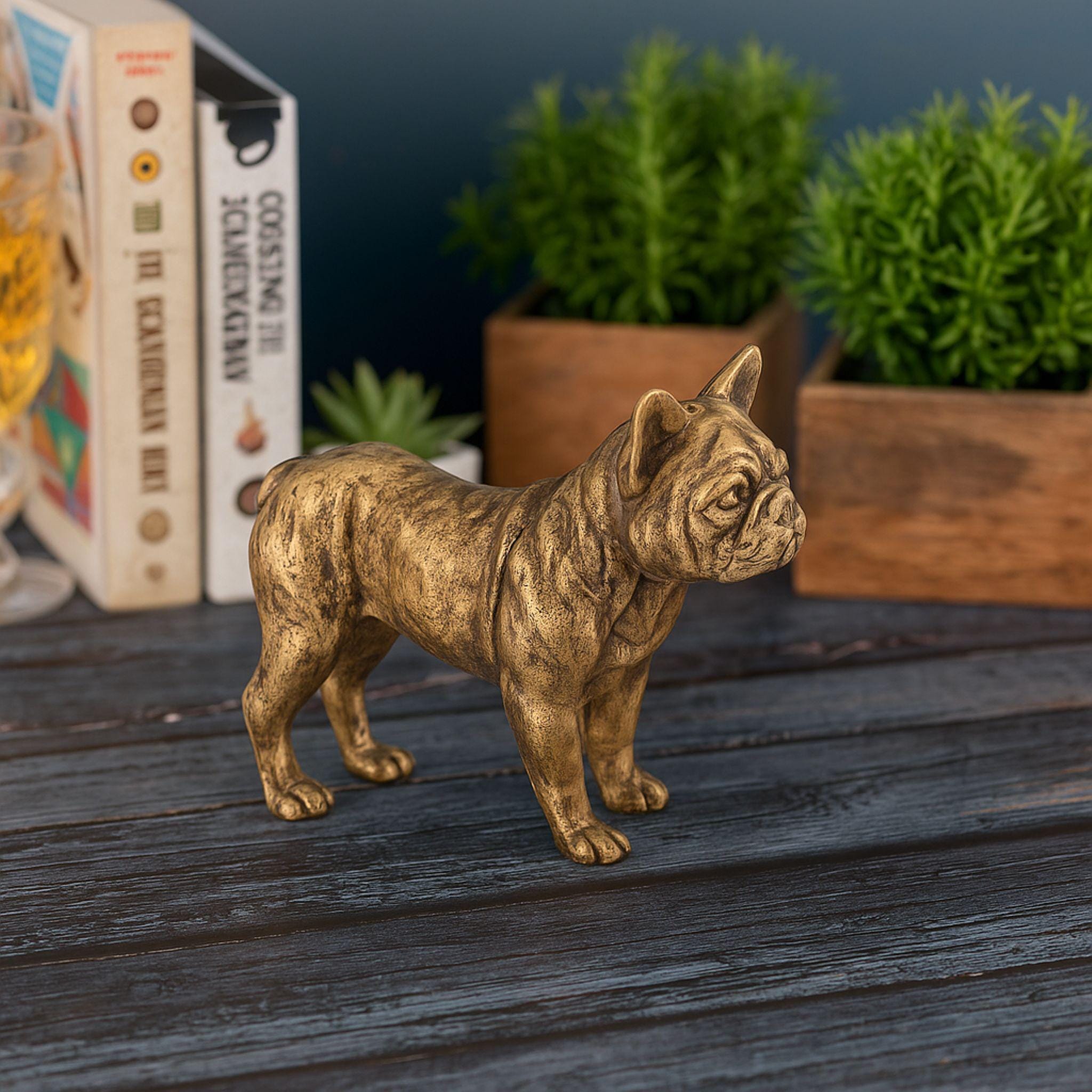 Buster Dog Object in Antique Brass Finish, Metal Canine Figurine ...