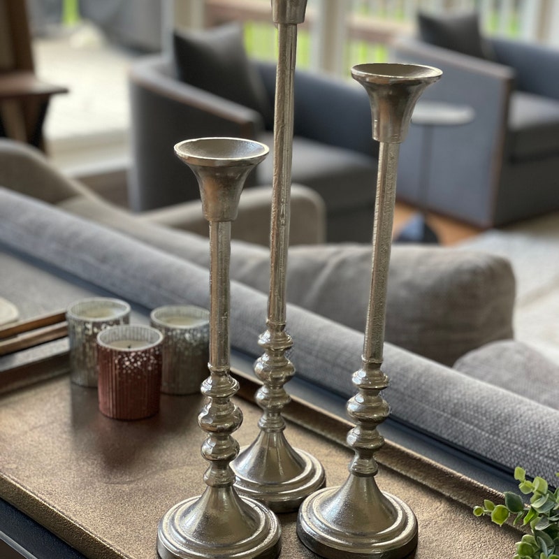 Silver Candle Holder - Etsy