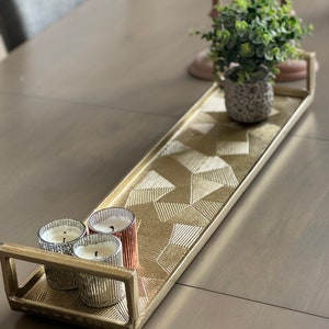 Antique Gold Rectangle Tray Decorative Modern Farmhouse Decor for ...
