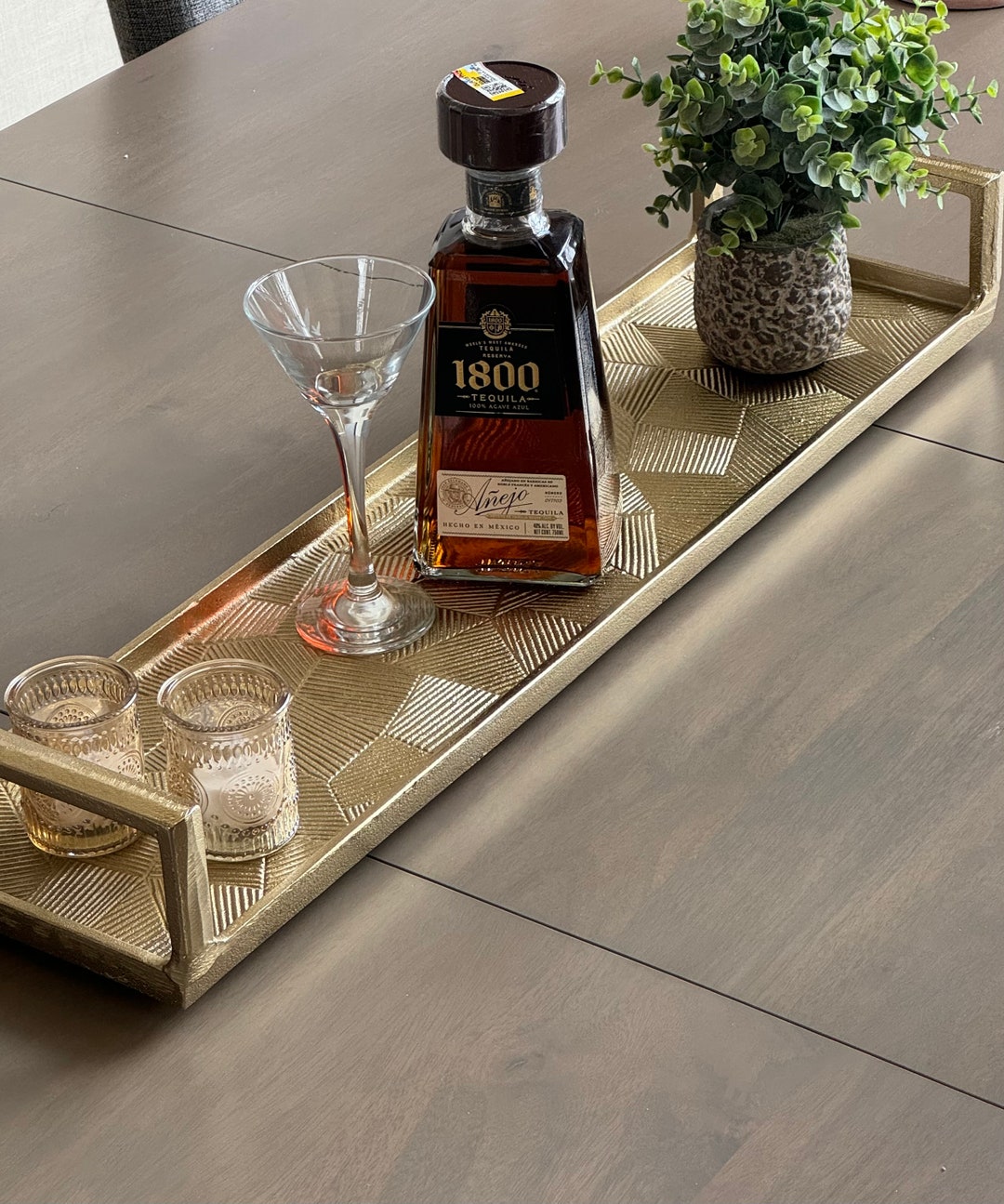 Gold Rectangle Decorative Tray Modern Farmhouse Decor Living Room ...